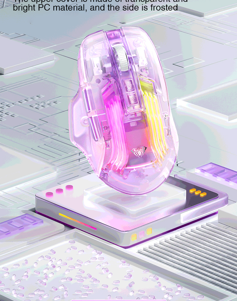 AULA SC518 Wireless Mouse 2.4G Bluetooth Connection RGB Light Effect 6 ...