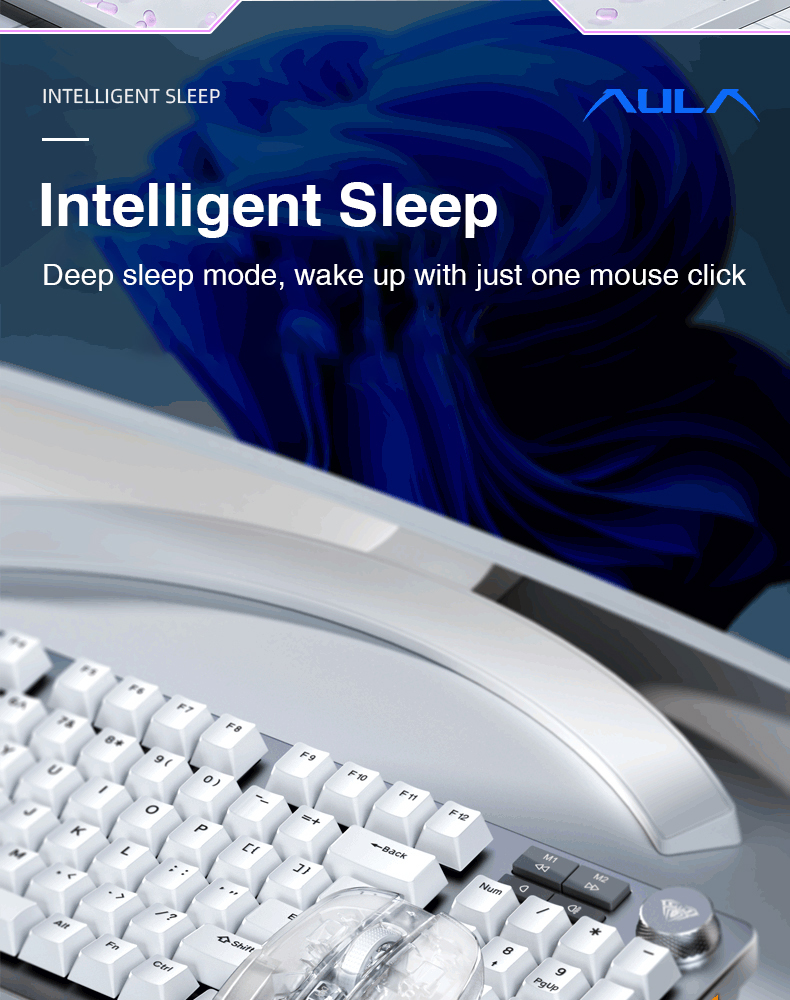AULA SC518 Wireless Mouse 2.4G Bluetooth Connection RGB Light Effect 6 ...