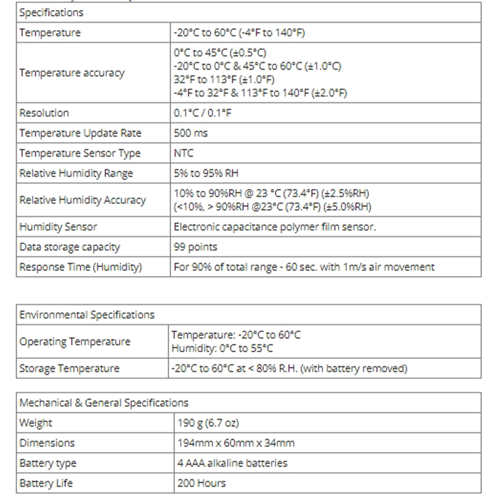 Fluke 971 Temperature Humidity Meter Tester Psychrometer 99 Record ...