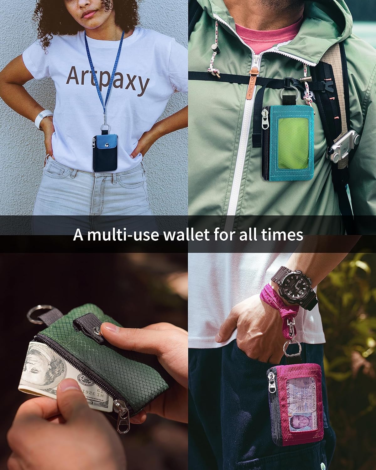 Mini ins Wallet ID Badge Holder Waterproof Nylon Zipper Pouch and ...