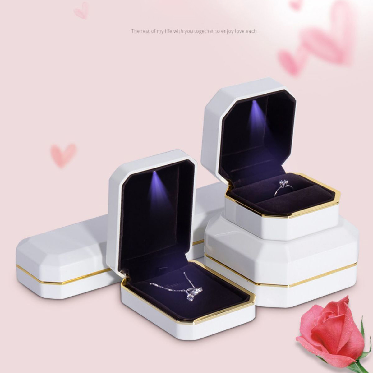 High-end Jewelry Box With Light Creative Proposal Ring Box LED Light ...