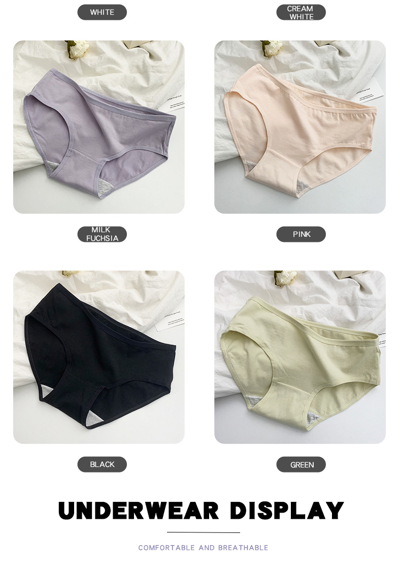 Pure Color Simple Women's Underwear Comfortable Breathable Panties ...