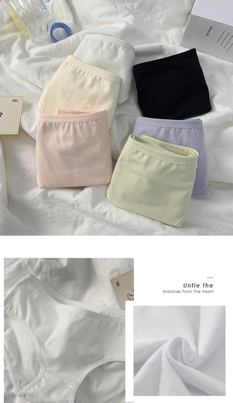 Pure Color Simple Women's Underwear Comfortable Breathable Panties ...