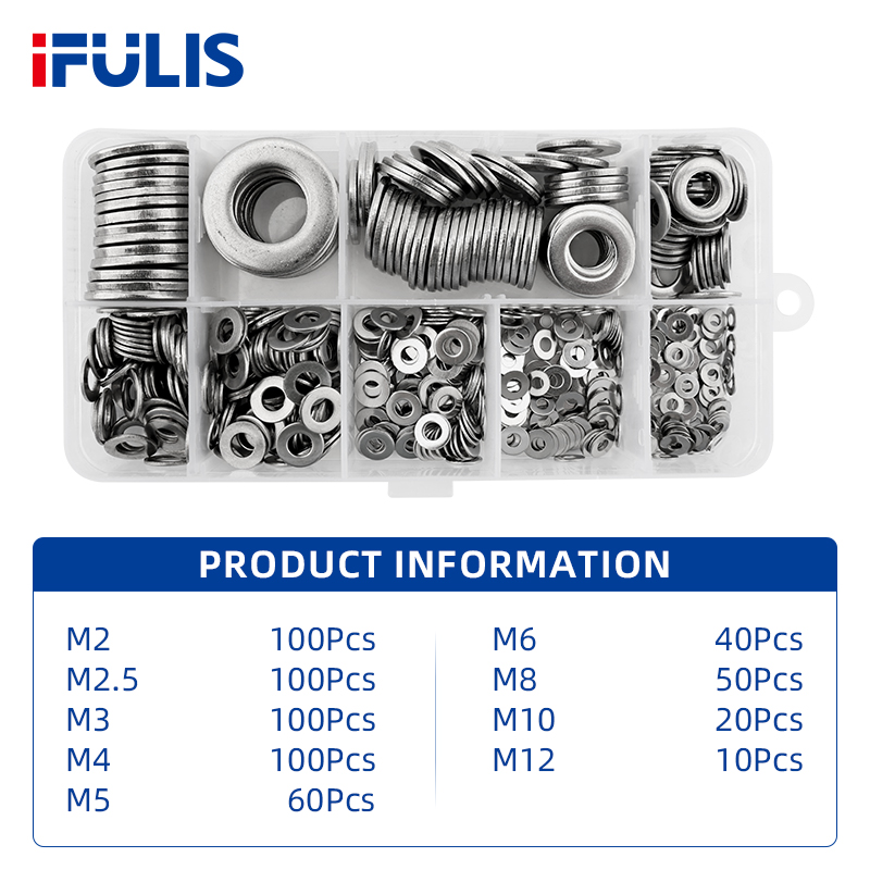 580pcs Set M2 M2.5 M3 M4 M5 M6 M8 M10 M12 Spacer 304 Stainless Steel ...