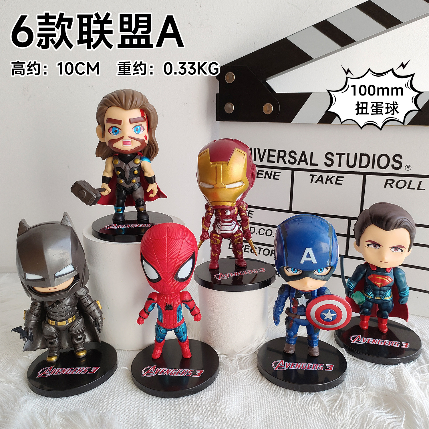 6Pcs/Set 10cm Marvel The Avengers Spider-Man Iron Man Hulk Superman Batman Thor Loki Thanos ...
