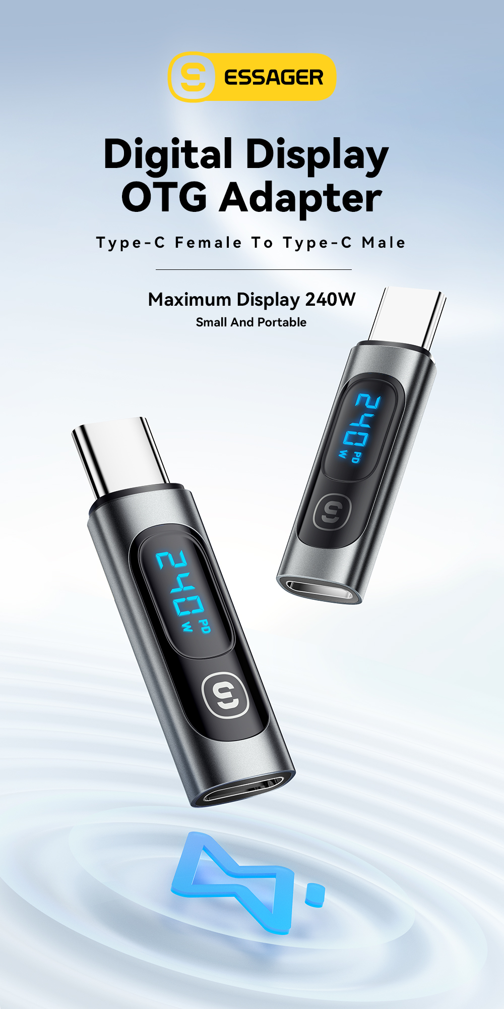Essager Type C To Type C 240W power test adapter supports data ...