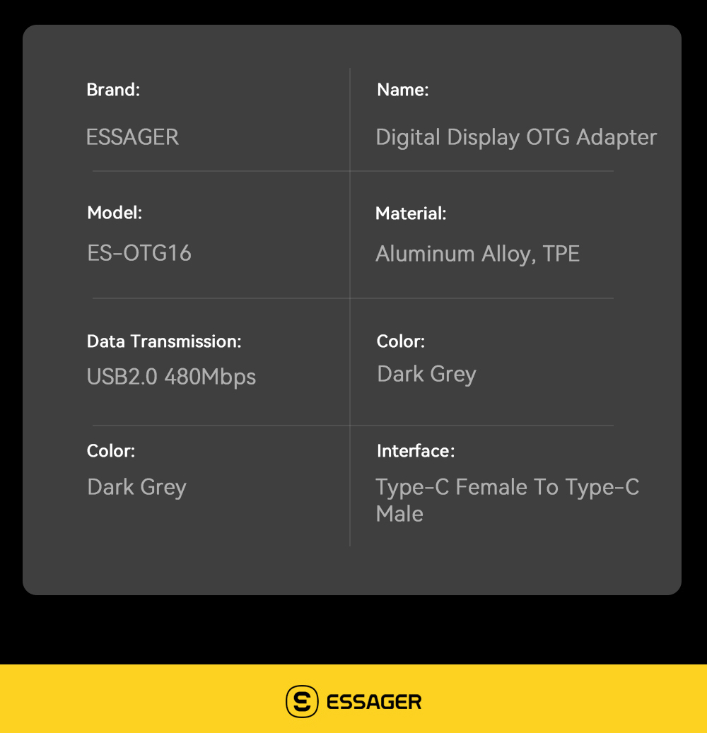 Essager Type C To Type C 240W power test adapter supports data ...