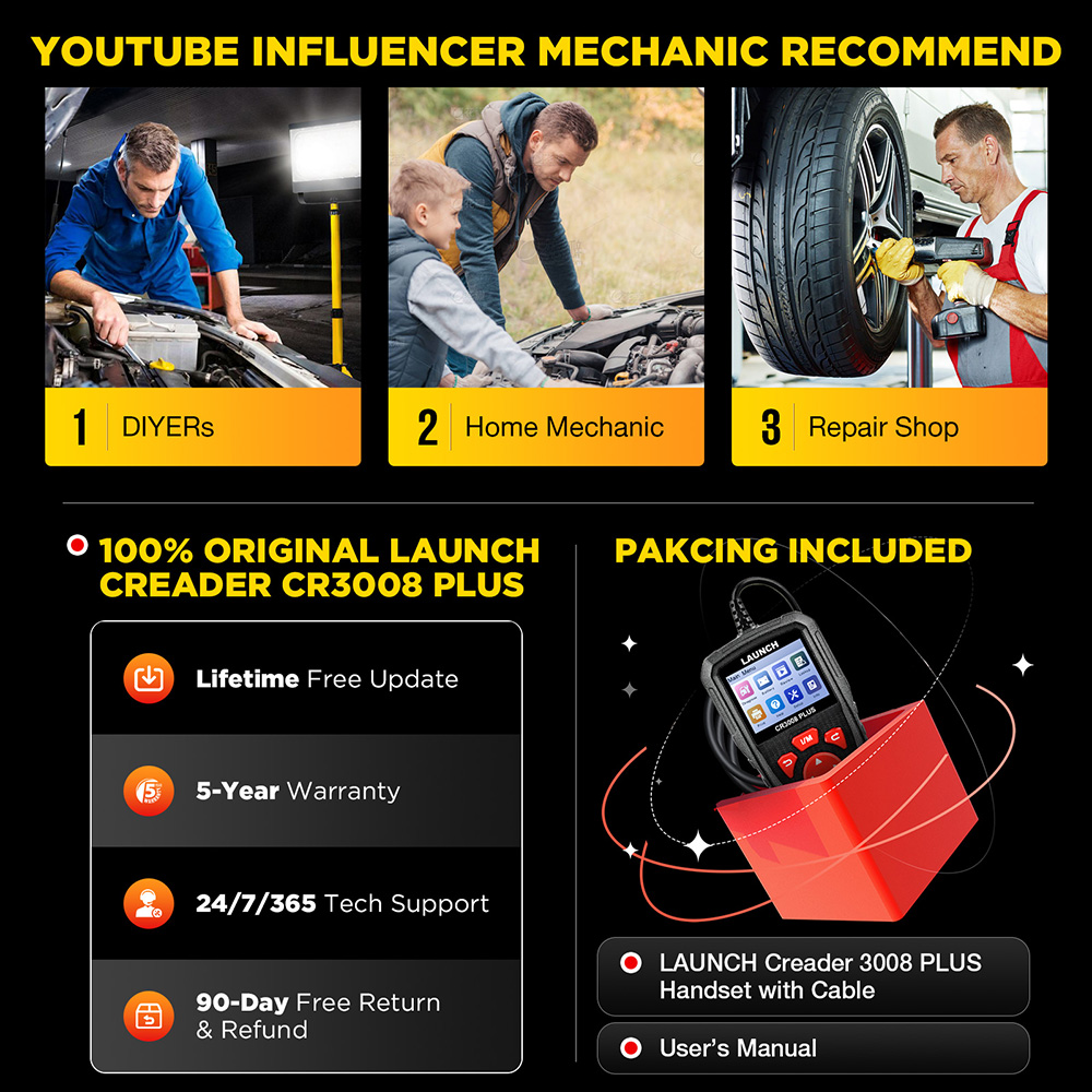 LAUNCH Professional OBD2 Scanner Diagnostic Tool CR3008 Plus,One-Key I ...