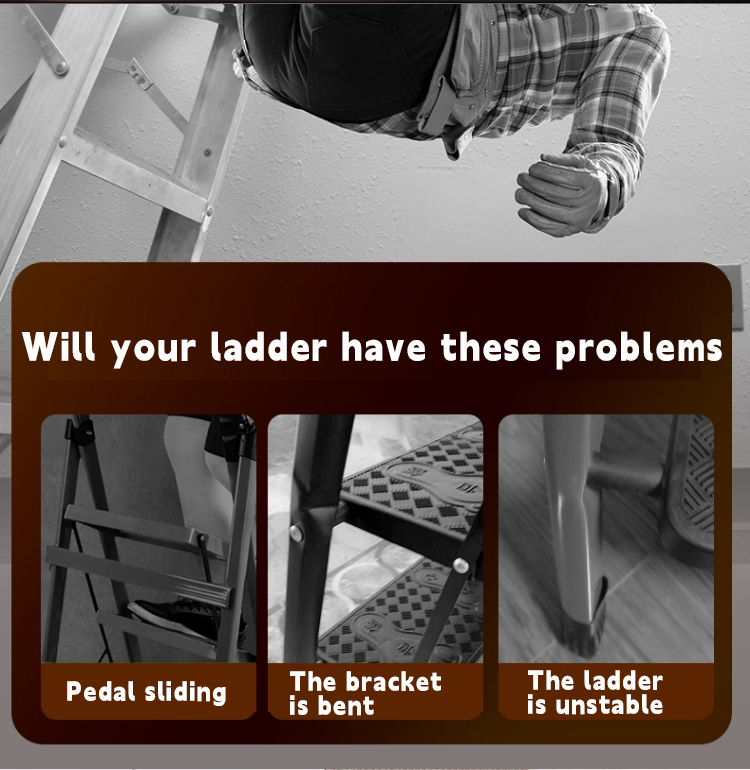 Folding Ladder 3/4/5/6 Tier Load 400KG Foldable Household Ladder Easy ...