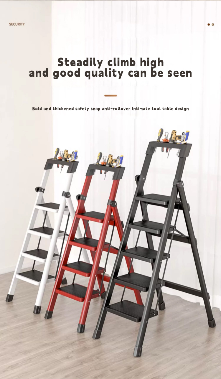 Folding Ladder 3/4/5/6 Tier Load 400KG Foldable Household Ladder Easy ...