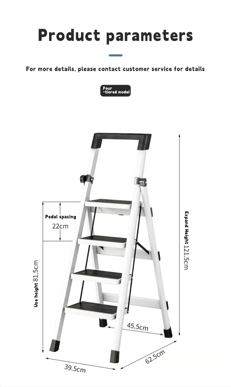 Folding Ladder 3/4/5/6 Tier Load 400KG Foldable Household Ladder Easy ...