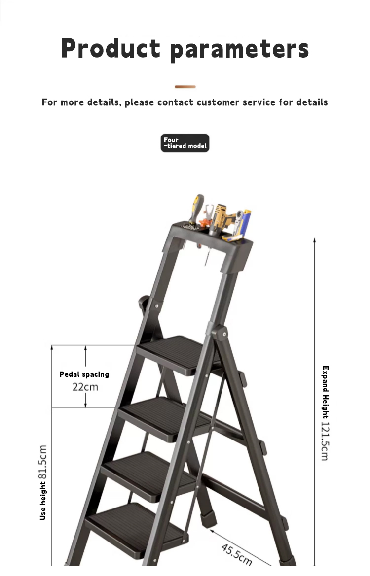Folding Ladder 3/4/5/6 Tier Load 400KG Foldable Household Ladder Easy ...