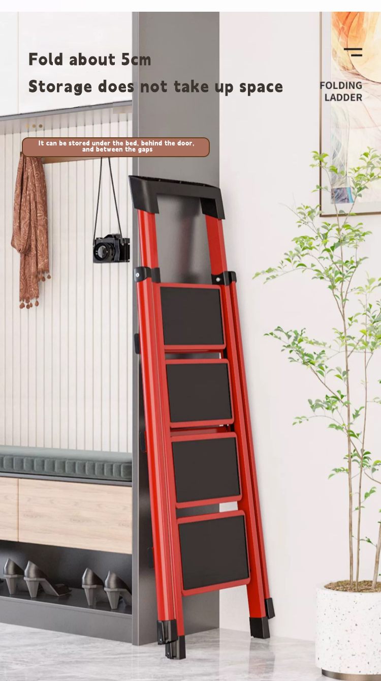 Folding Ladder 3/4/5/6 Tier Load 400KG Foldable Household Ladder Easy ...