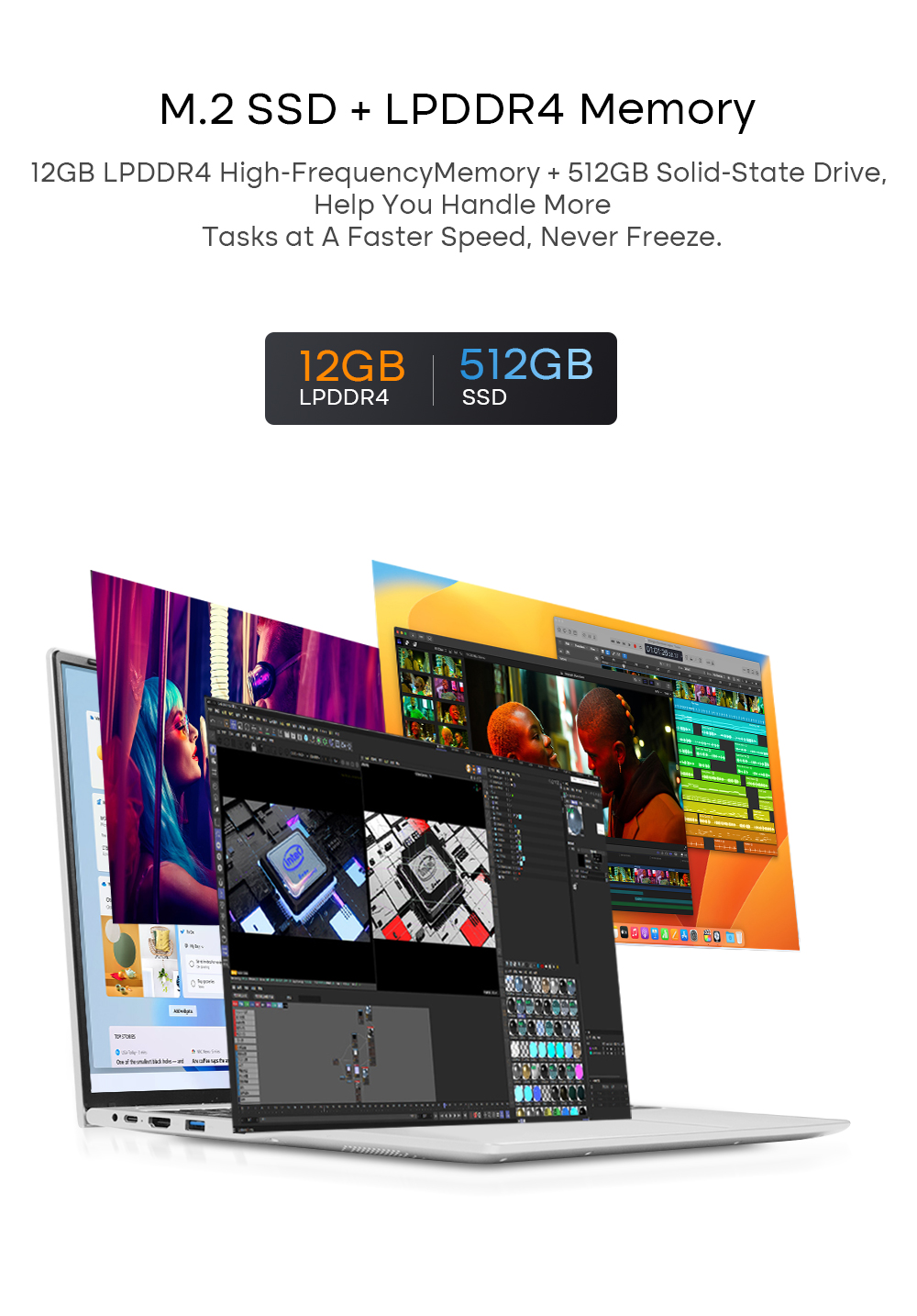 DERE Laptop R14/R16 AIR 12GB RAM 512GB SSD Laptop 14.1 16 Inch FHD ...