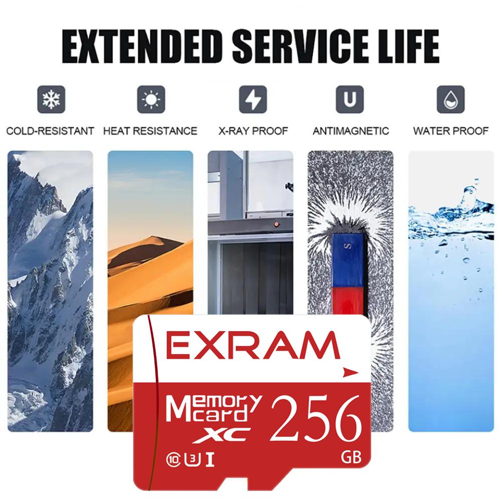 EXRAM Micro SD TF Memory Card 100MB/s A1 U3 Class10 SDXC 32GB 64GB ...