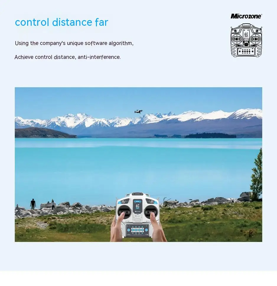 MicroZone MC6C Mini V2 2.4G 6CH Controller Transmitter w/ Receiver ...