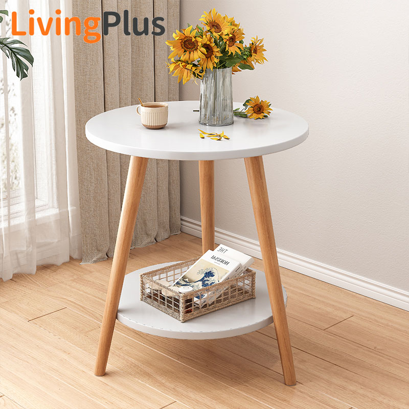 Side Table Modern Wooden Sofa Side Table Living Room Furniture 2 Layer ...