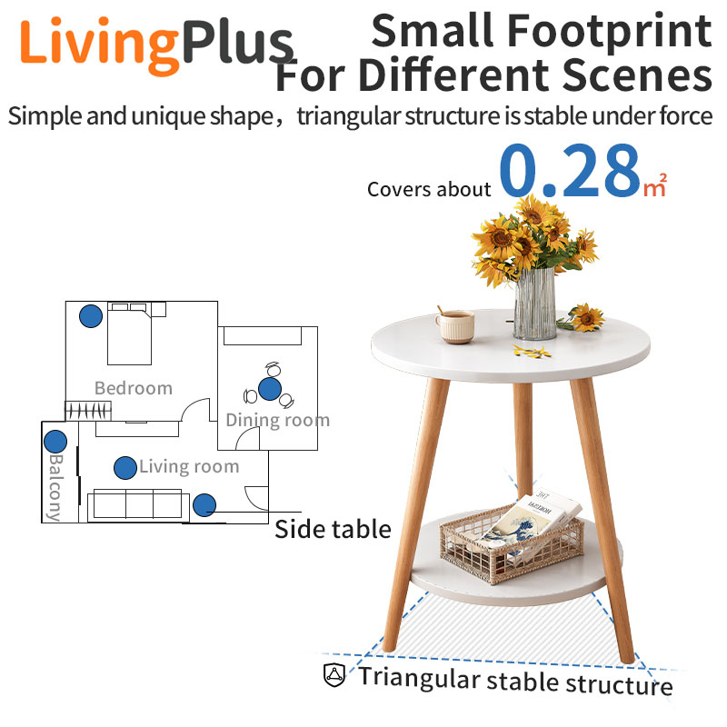 Side Table Modern Wooden Sofa Side Table Living Room Furniture 2 Layer ...