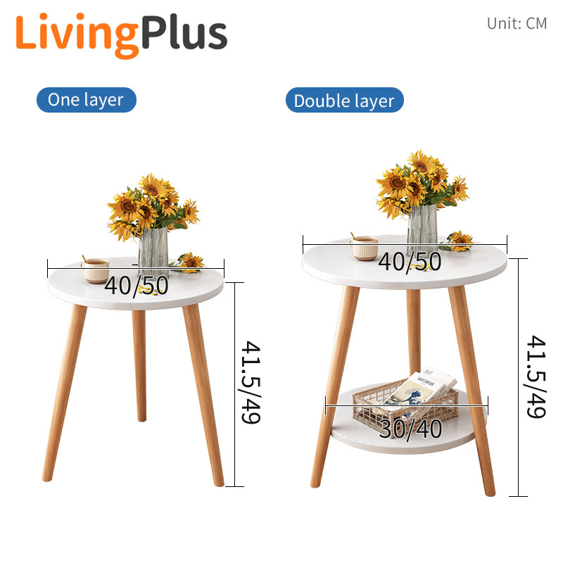 Side Table Modern Wooden Sofa Side Table Living Room Furniture 2 Layer ...
