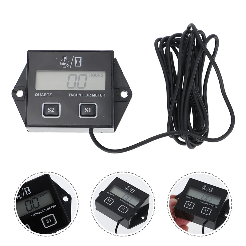Waterproof Digital Engine Tach Hour Meter Tachometer Gauge Engine RPM LCD Display For Motorcycle ...