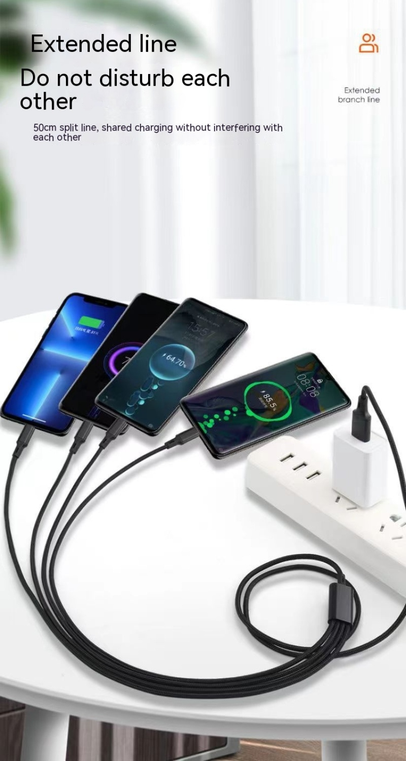4 In 1 Super Fast Charging Cable 1.5M 66W braid Data Line 6A USB A To ...