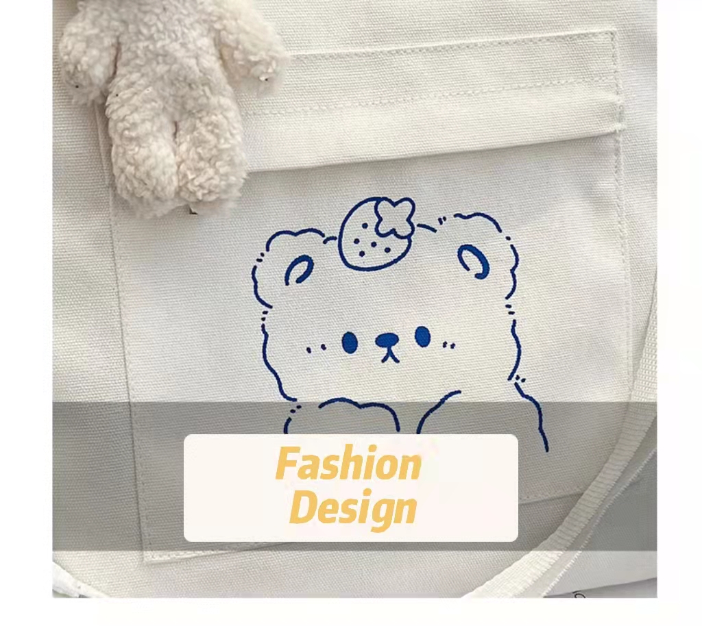 Tote Canvas Students Shoulder Bag Handbag School Shopping Korean Large ...