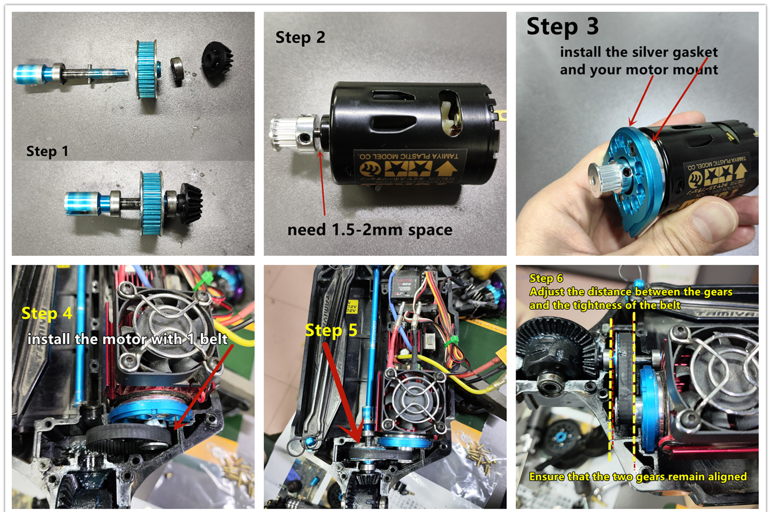 TAMIYA TT02 Belt Drive Gear 16T 40T Transmission Gears System DIY ...