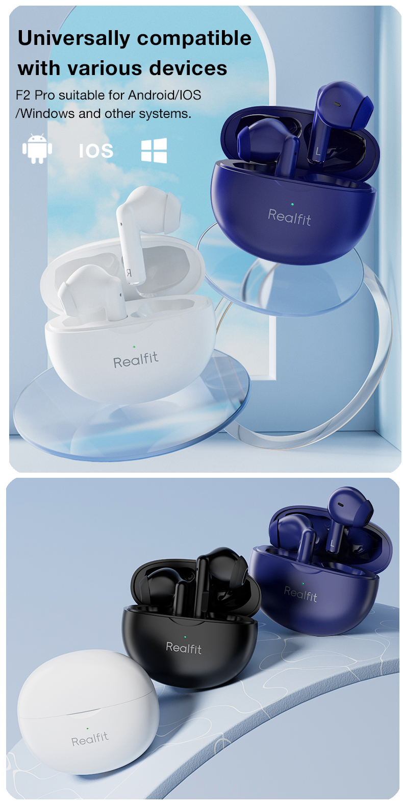 Realfit F2 Pro Bluetooth Earphone ANC Active Noise Cancellation ...