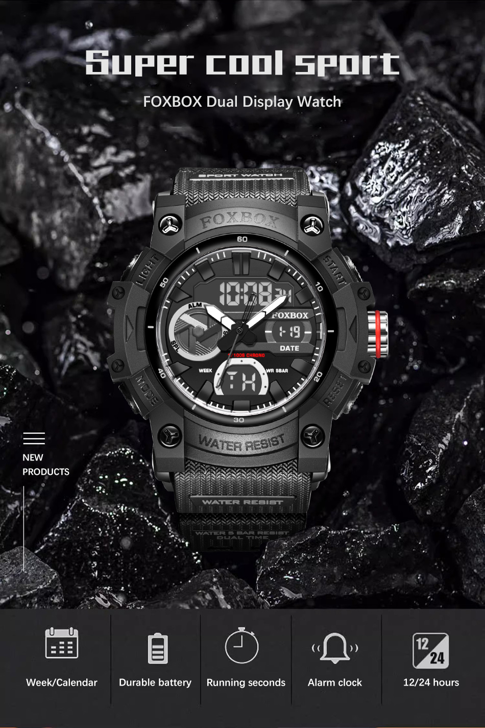 FOXBOX Jam Tangan Lelaki Original Dual Display Watch for Men ...