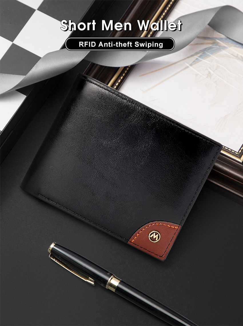 MENSE Men's Wallets Card Wallet RFID Block Wallet Zipper PU Wallets Retro Short Wallet Multi ...