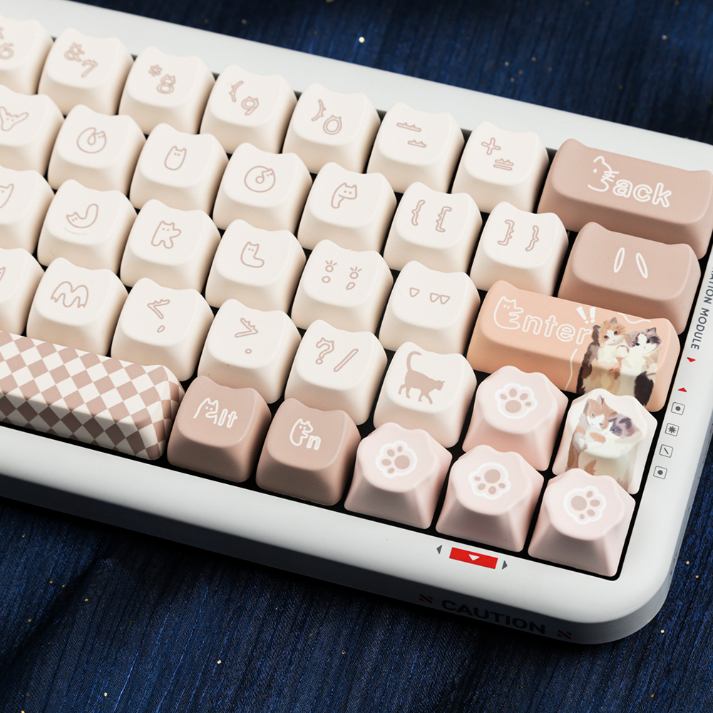 PBT Cat Ear Shape Keycaps 144Keys/Set MAO Profile Full Key Five-sided ...