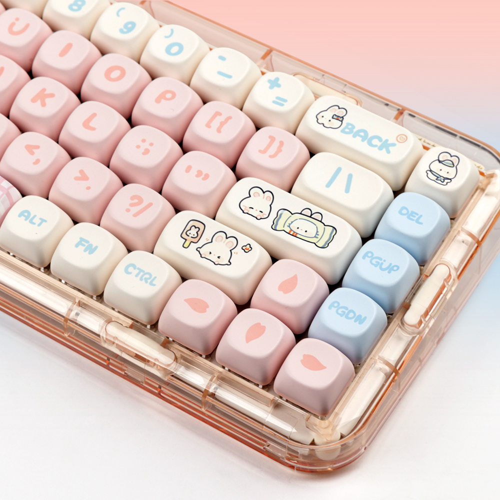 PBT Cat Ear Shape Keycaps 144Keys/Set MAO Profile Full Key Five-sided ...