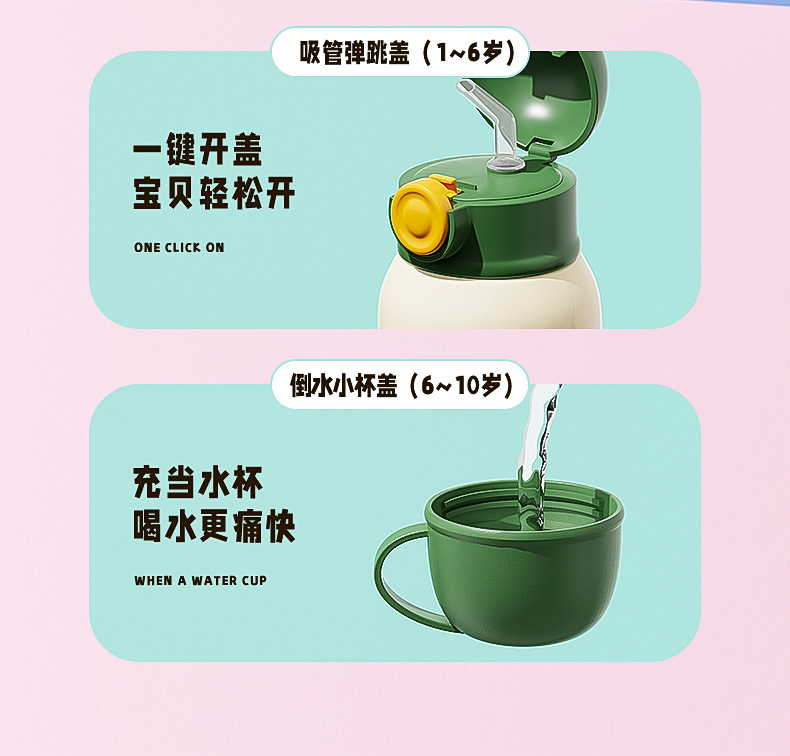 Miffy Stainless Steel Thermos Cup Cute Children Water Cup Portable Large-Capacity Bounce Lid ...