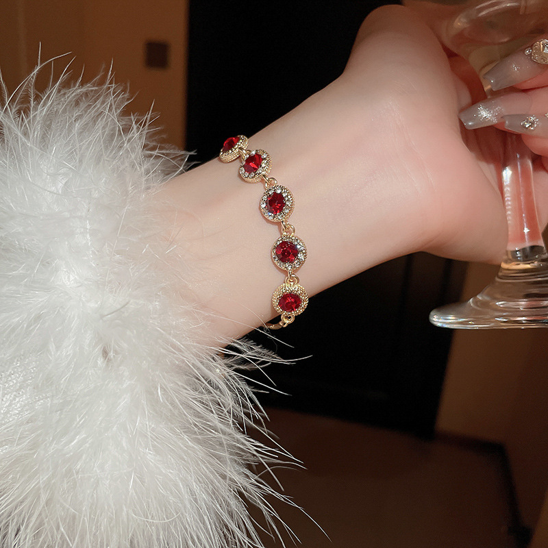 DREJEW Korea Light Luxury Diamond Circle Bracelet Personalized Retro ...