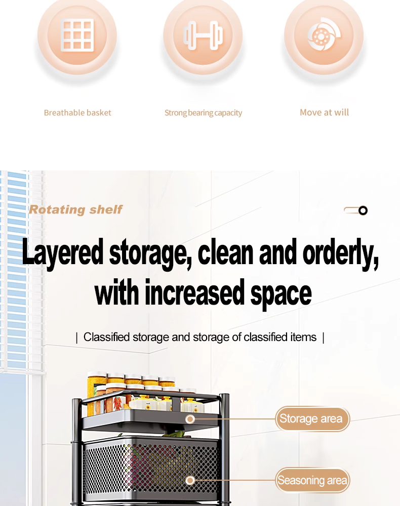 Stainless Steel Kitchen Rotary Rack Vegetable Spice Rack Microwave Oven ...