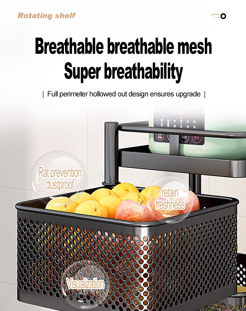 Stainless Steel Kitchen Rotary Rack Vegetable Spice Rack Microwave Oven ...