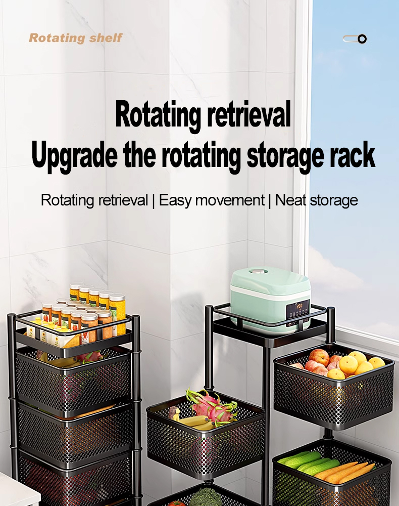 Stainless Steel Kitchen Rotary Rack Vegetable Spice Rack Microwave Oven ...