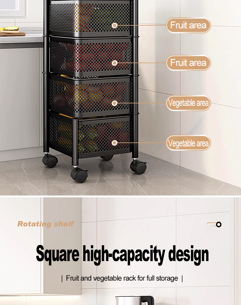 Stainless Steel Kitchen Rotary Rack Vegetable Spice Rack Microwave Oven ...