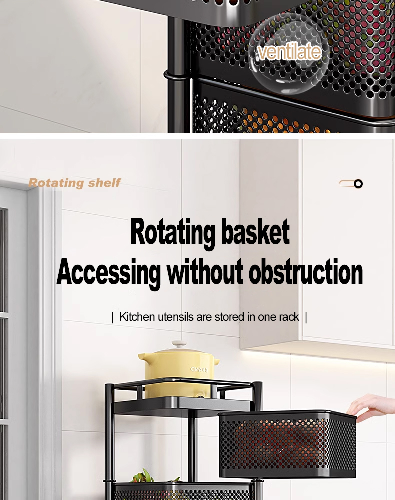 Stainless Steel Kitchen Rotary Rack Vegetable Spice Rack Microwave Oven ...