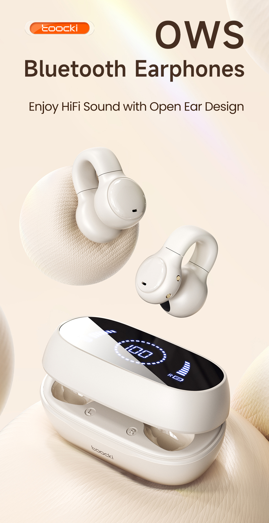 Toocki OWS Bluetooth 5.3 Earphones Bone Conduction Ultra Long Standby Wireless Bluetooth ...