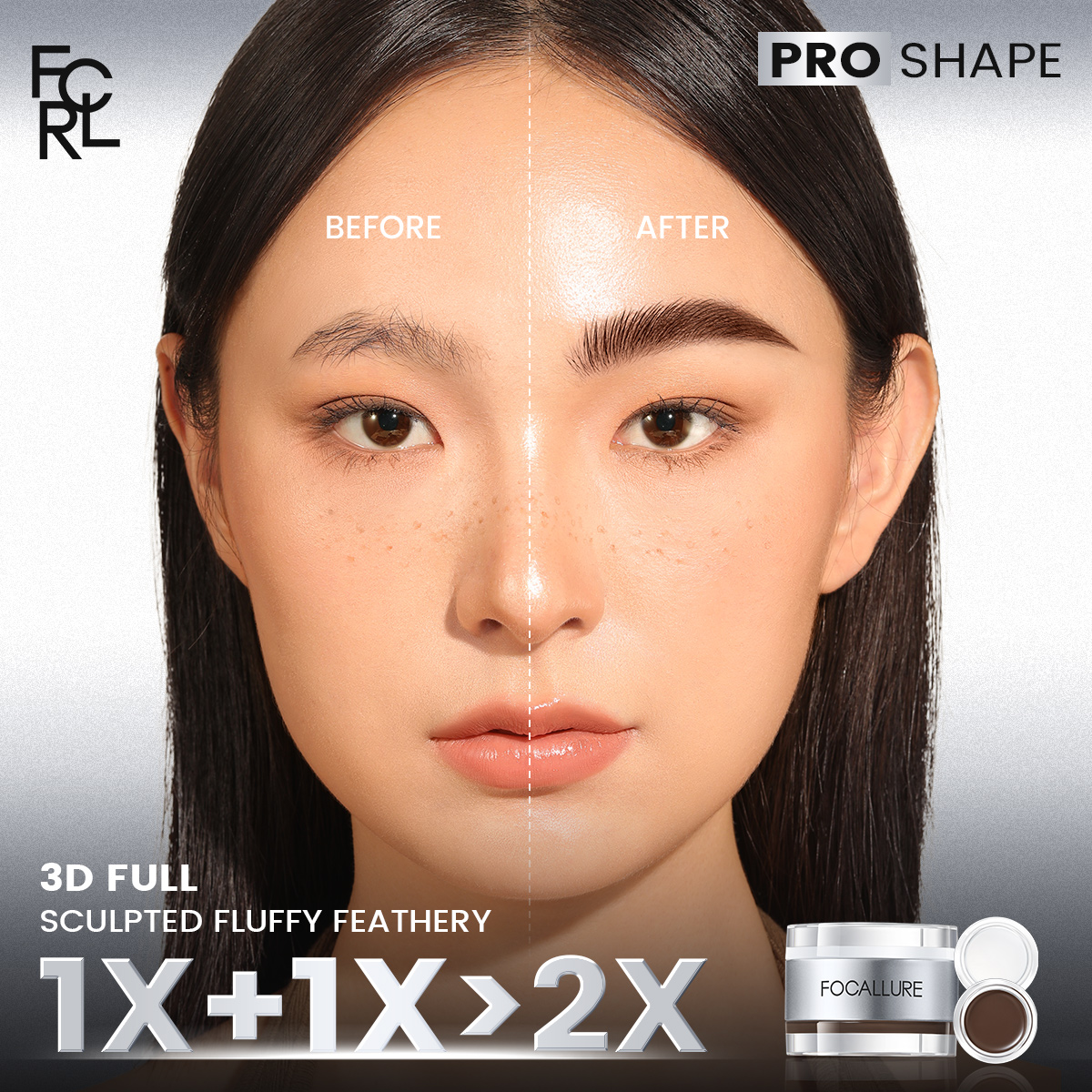 FOCALLURE Pro-shape Duo Eyebrow Cream&Gel 2-in-1 3D Sculpted High ...
