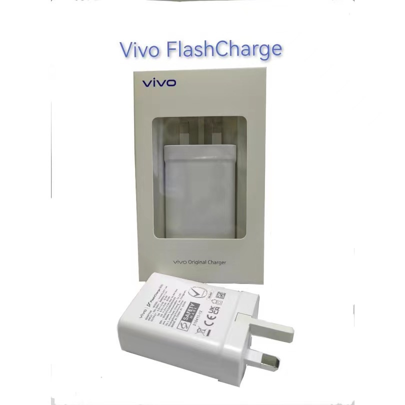 Vivo Charger 44W Adapter UK Plug Fast Charger power 3-Pin USB to Type C ...