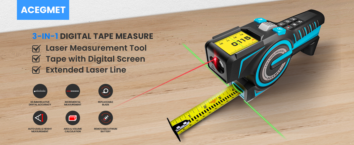 Mileseey DTX10 3-in-1 Measuring Equipment Digital Tape Measure 100M with Bluetooth Connection ±0 ...