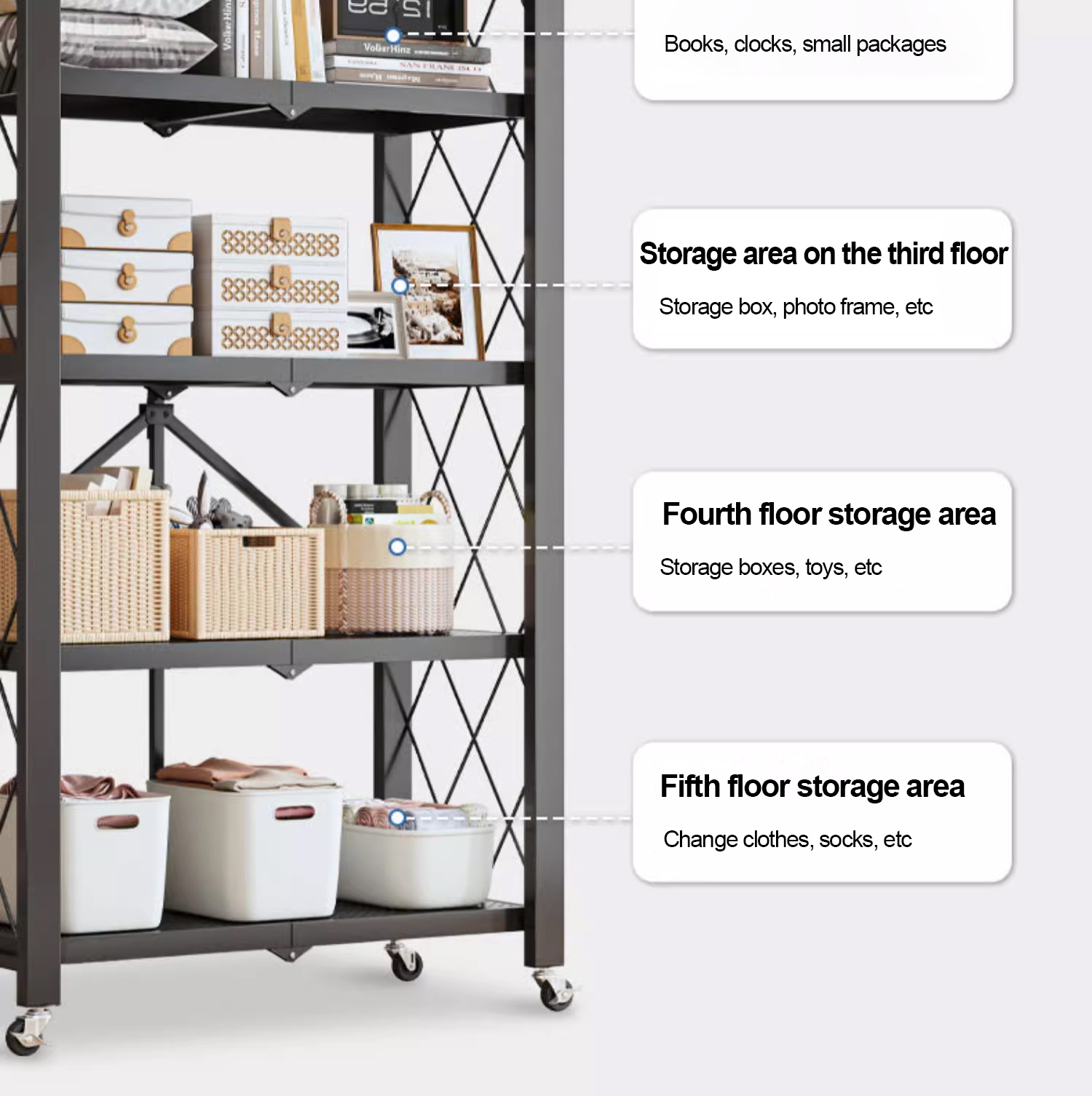 Foldable Storage Rack Folding Rack Kitchen Rack Rak Dapur Utility Shelf ...