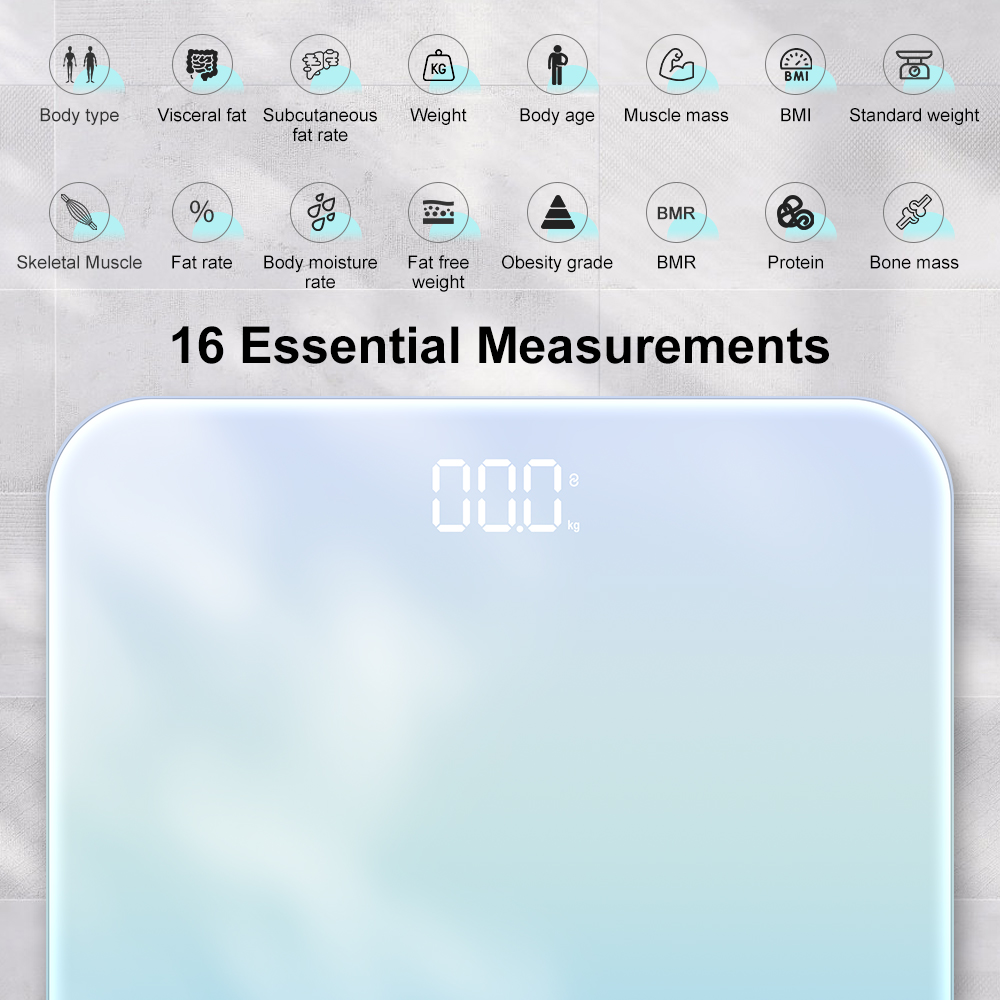 INSMART 16in1 Bluetooth BMI Weight Scale LED Display Screen Penimbang ...