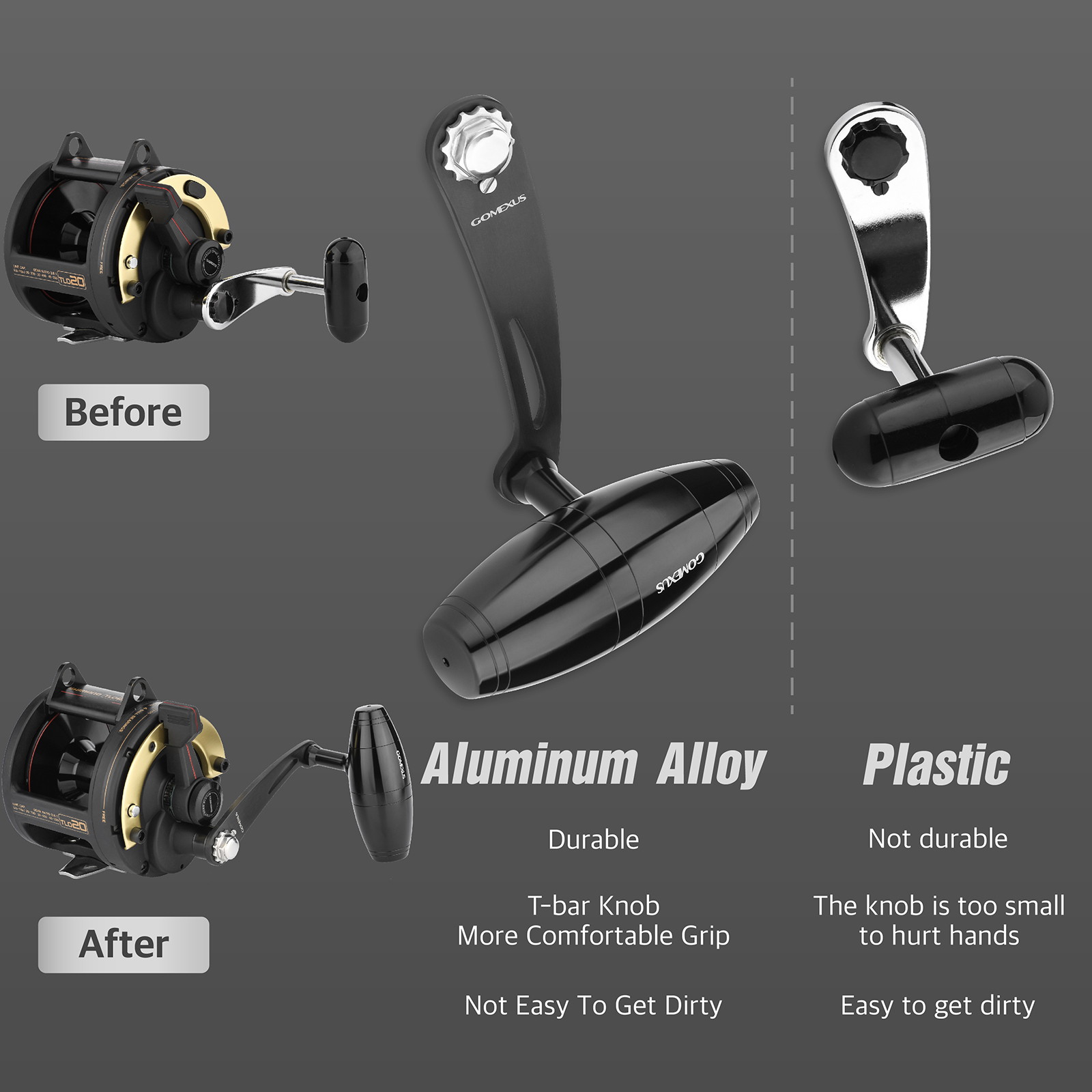 GOMEXUS Shimano Power Handle 85mm For 6x6 Maru S1 Shimano TLD Reel ...