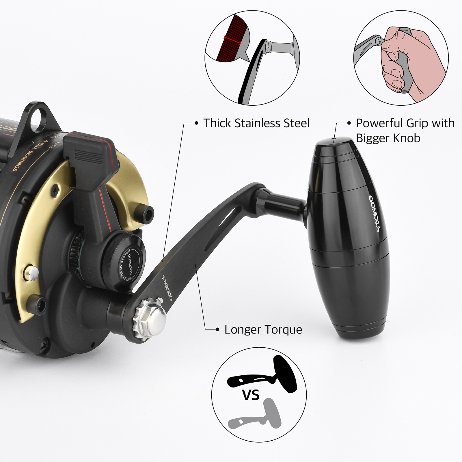 GOMEXUS Shimano Power Handle 85mm For 6x6 Maru S1 Shimano TLD Reel ...