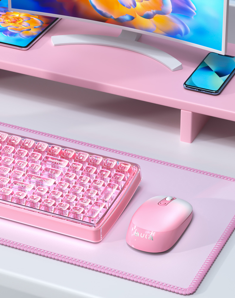 AULA AC210 Keyboard Combo Wireless Transparent Keyboard and Mouse Set 2 ...
