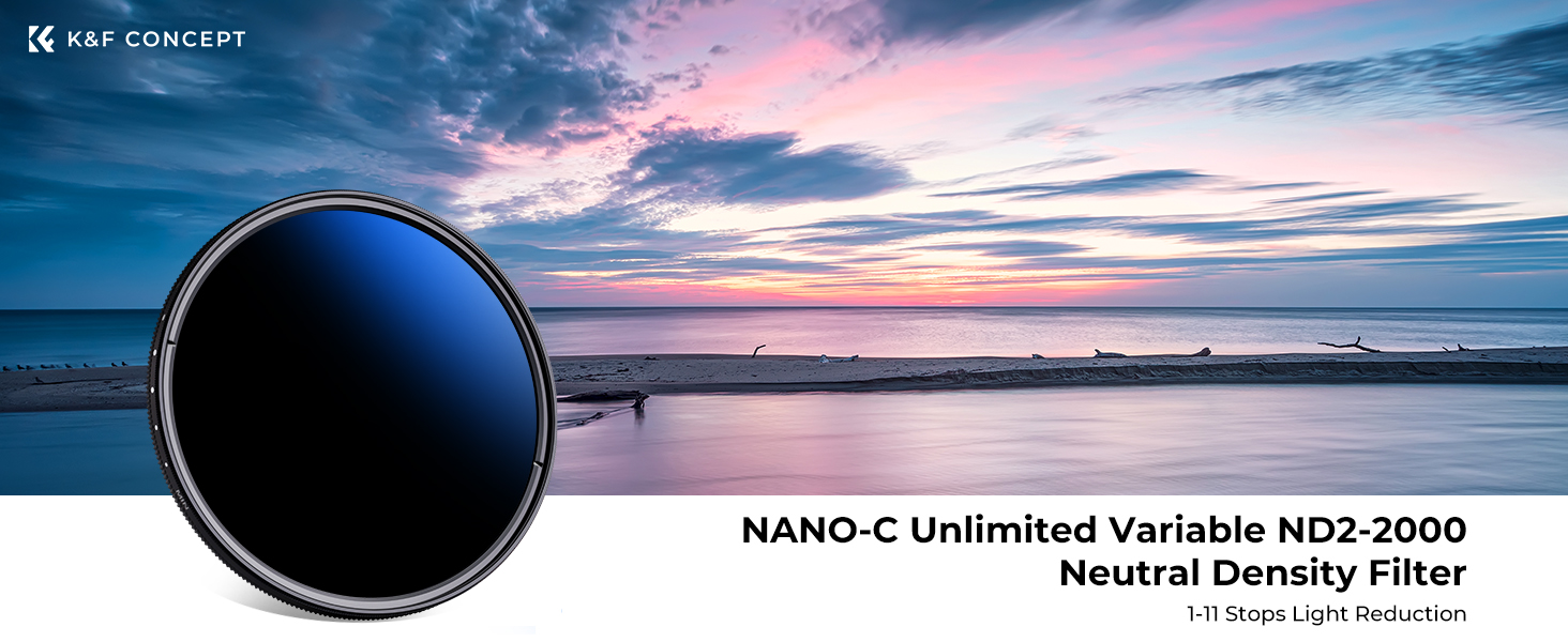 K&F Concept ND2-ND2000 (1-11 Stops) Variable ND Lens Filter Adjustable ...