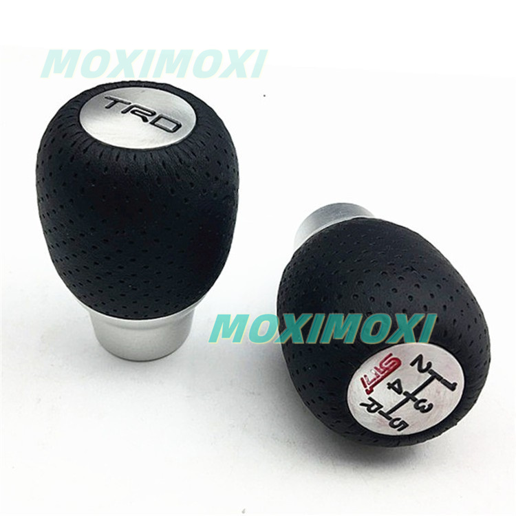 TRD/STI 5 Speed Leather Gear Knob Shifter Lever Head For Toyota Gear ...